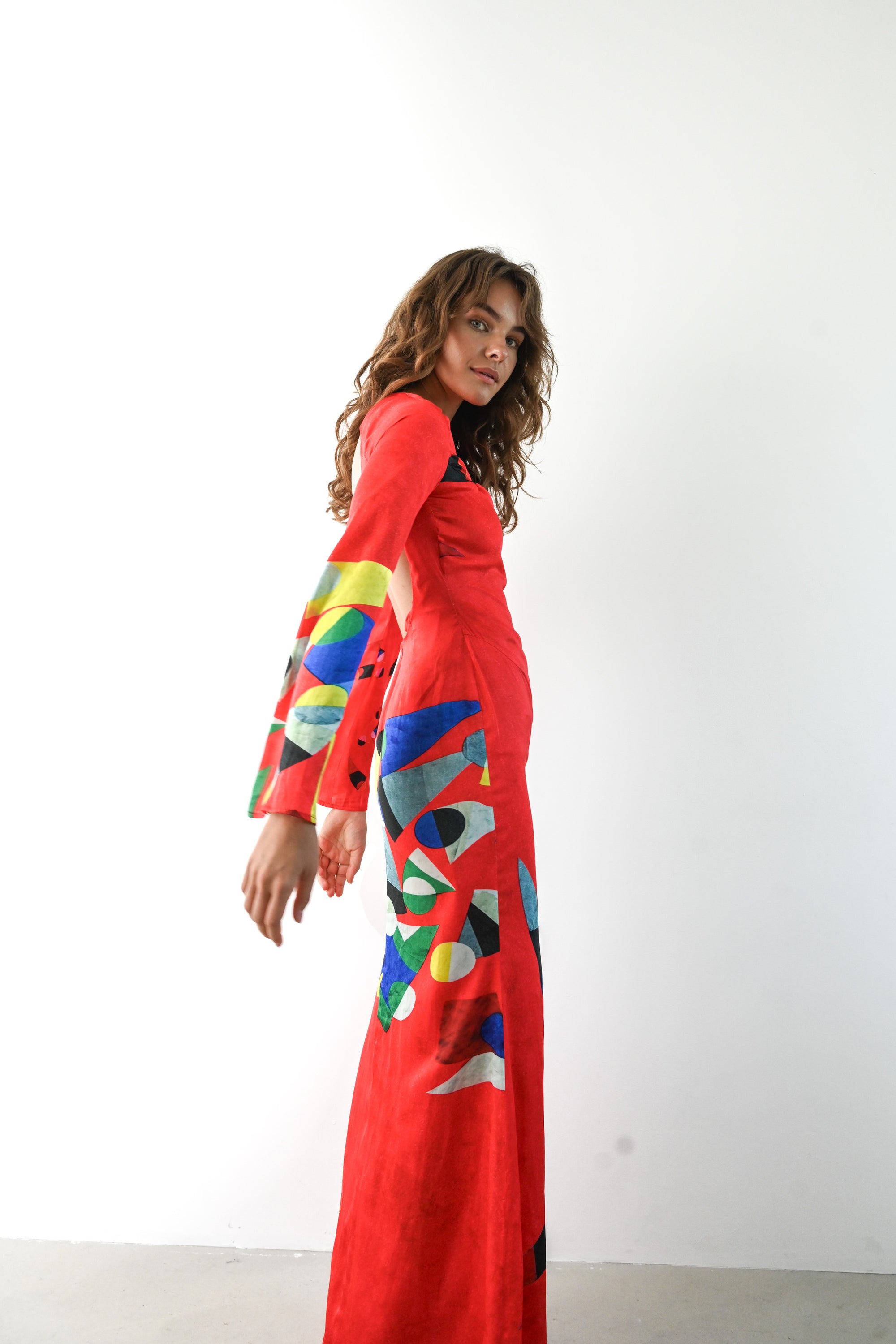 Nova Dress — Red Geometric