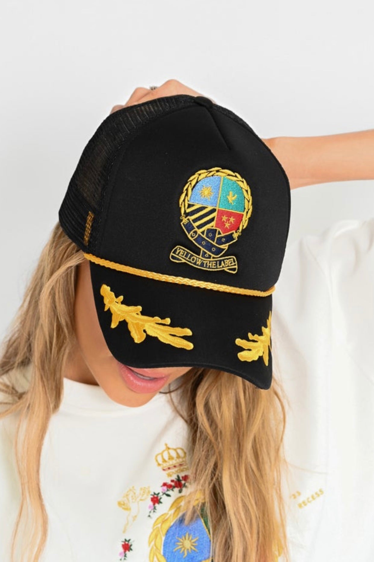 Herald Crest Trucker Hat – Yellow The Label