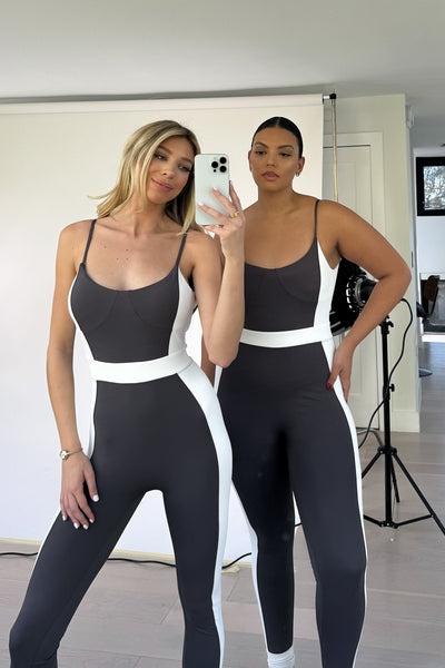 Mackenzie Belted Bodysuit — Charcoal