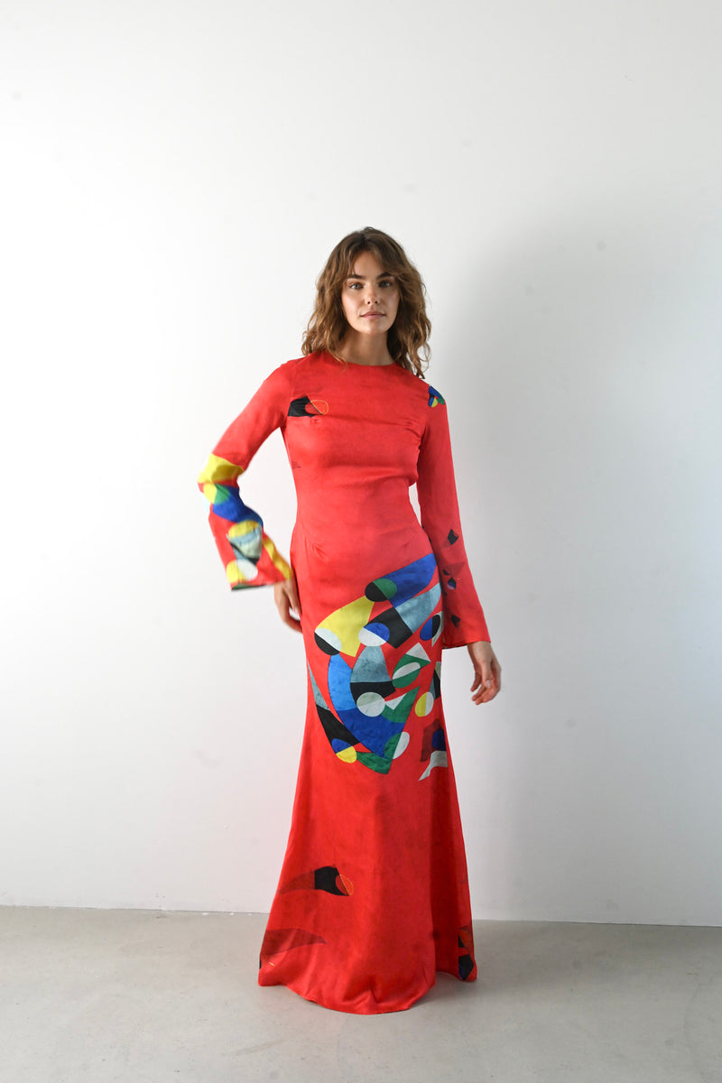 Nova Dress — Red Geometric
